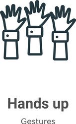 Finger up outline icon thin line black up Vector Image