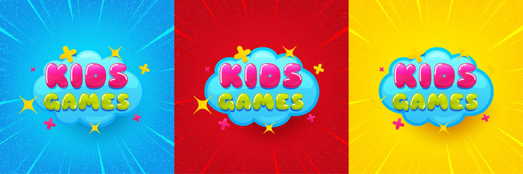 Kids games sticker fun playing zone banner flash Vector Image