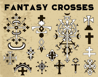 Design set with fantasy crosses 2 Royalty Free Vector Image