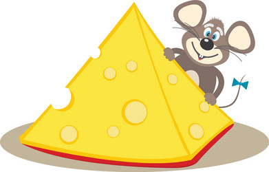 Happy mouse cartoon with cheese Royalty Free Vector Image