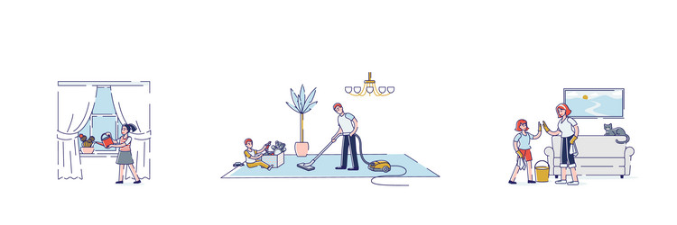 Cartoon Kid Cleaning Vector Images (over 12,000)