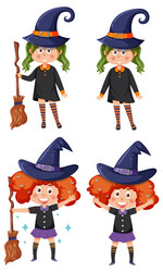 Set of grumpy witch cartoon character Royalty Free Vector