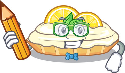 Student cartoon lemon cake with slice Royalty Free Vector