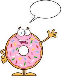 Waving donut cartoon Royalty Free Vector Image