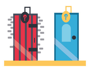 Door choice design Royalty Free Vector Image - VectorStock