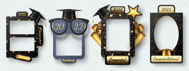 Graduation word with graduate cap black and gold Vector Image