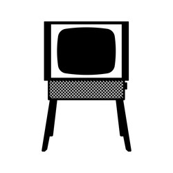 Retro tv silhouette black and white icon design Vector Image