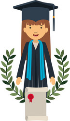 Woman graduating with certificate avatar character