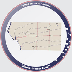 Map of mercer county in illinois Royalty Free Vector Image