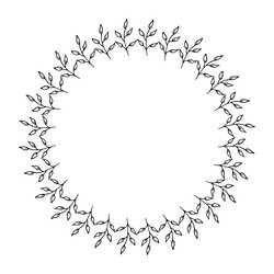 Round frame with cozy black-and-white branches Vector Image
