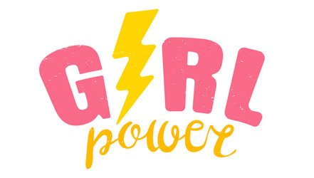 Poster of girl power with pink ribbon Royalty Free Vector