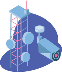 Surveillance camera with telecommunications tower Vector Image