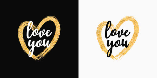 Doodle golden hearts hand drawn love heart icons Vector Image