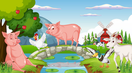 Village cartoon background Royalty Free Vector Image