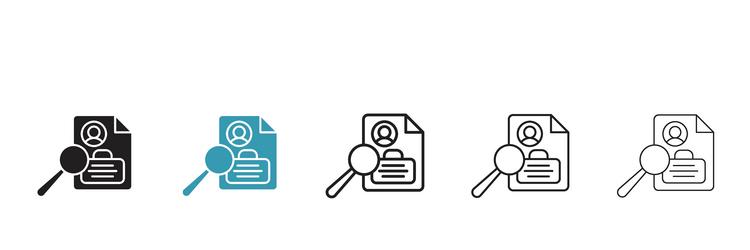 Job analysis icon set research discovery Vector Image