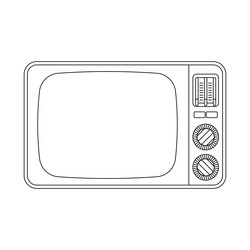 Retro tv outline icon on isolated white background