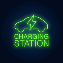 Charging station neon sign Royalty Free Vector Image