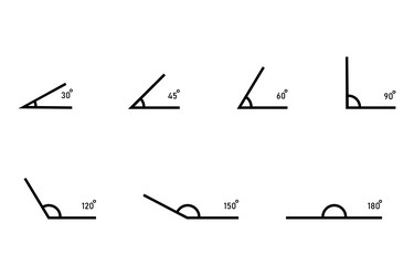 Flat set with angle of degrees measuring radius Vector Image