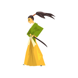 Man attacking opponent with traditional japanese Vector Image