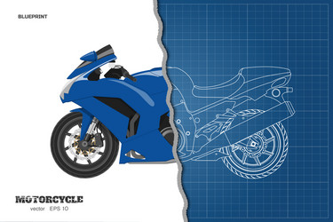 Blue motorcycle in realistic style side view Vector Image