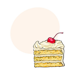 Piece of cake with cherry Royalty Free Vector Image
