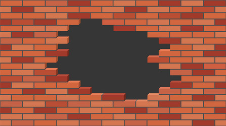 Breaking through a brick wall with hole Royalty Free Vector