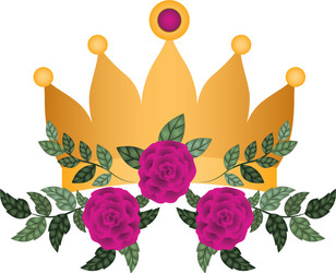 Golden crown with roses isolated icon Royalty Free Vector