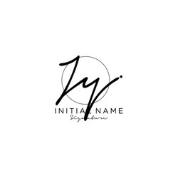 Initial ky handwriting logo with circle template Vector Image