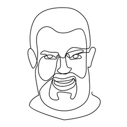 Sad man portrait one line male facial expression Vector Image