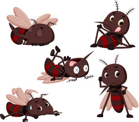 Collection of cute little cartoon flies Royalty Free Vector