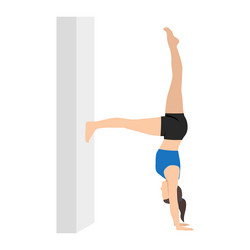 Half handstand at wall side plank variation Vector Image