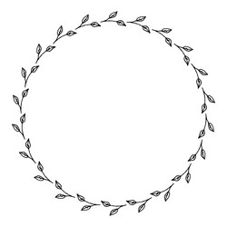 Round frame with branches on white background Vector Image