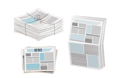 Set newspaper pile stack of magazine with rope Vector Image