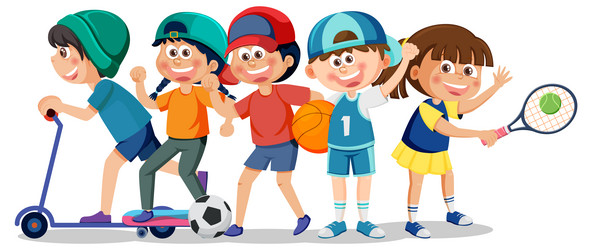 Cartoon kids sports banner design Royalty Free Vector Image