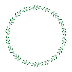 Round frame with branches on white background Vector Image