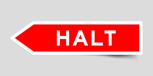 Red color arrow shape sticker label with word Vector Image