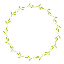 Round frame with branches on white background Vector Image