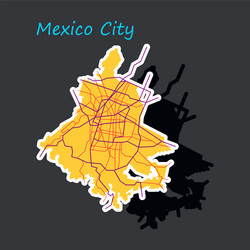 Sticker color map of mexico city plan Royalty Free Vector