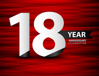 18 year anniversary celebration logo red Vector Image