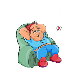 Fat man is sitting in an armchair Royalty Free Vector Image