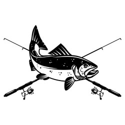 Bass fishing club fish and rod Royalty Free Vector Image