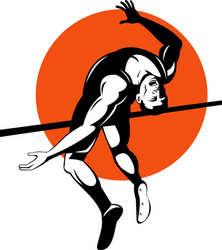 Female athlete doing high jump Royalty Free Vector Image