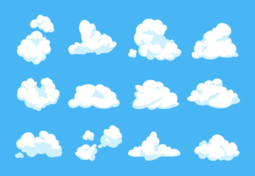 Cartoon Clouds on Blue Sky Royalty Free Vector Image