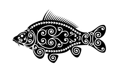 Stylized carp image maori ornament decorative Vector Image
