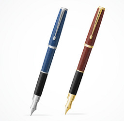 Close up of a fountain pen and signature Vector Image