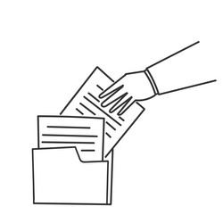 Hand drawn doodle put the paper document Vector Image