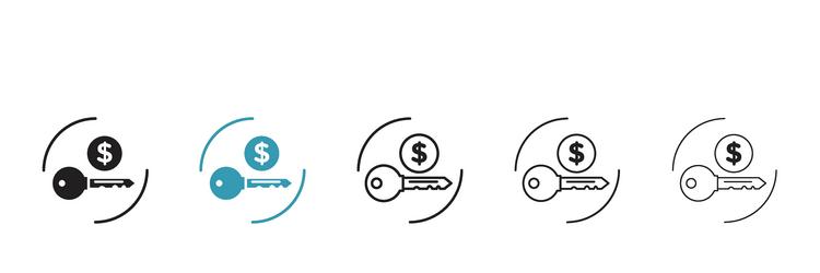 Key revenue icon set unlock business growth Vector Image