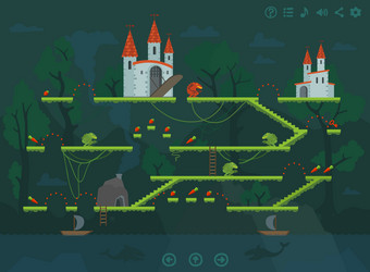 Retro 2d arcade game level map interface Vector Image