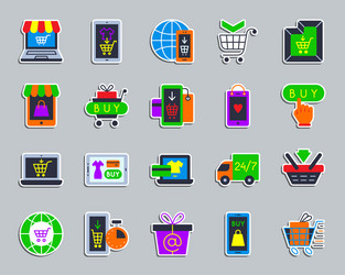 Computer patch sticker icons set Royalty Free Vector Image