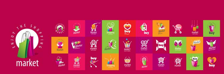 A set of market logos on white background Vector Image